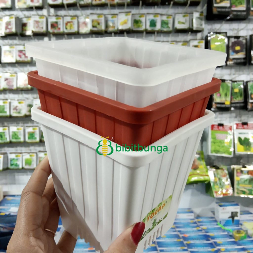 Jual Pot Bunga Tinggi Yogap Kotak 10 Putih Tanaman Hias Persegi Segi ...