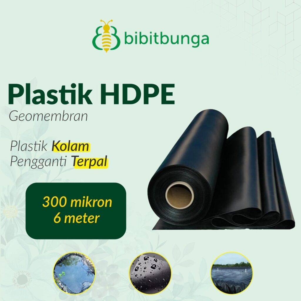 Jual Plastik Geomembran 6 Meter 300 Micron Hitam HDPE Terpal Kolam Ikan ...