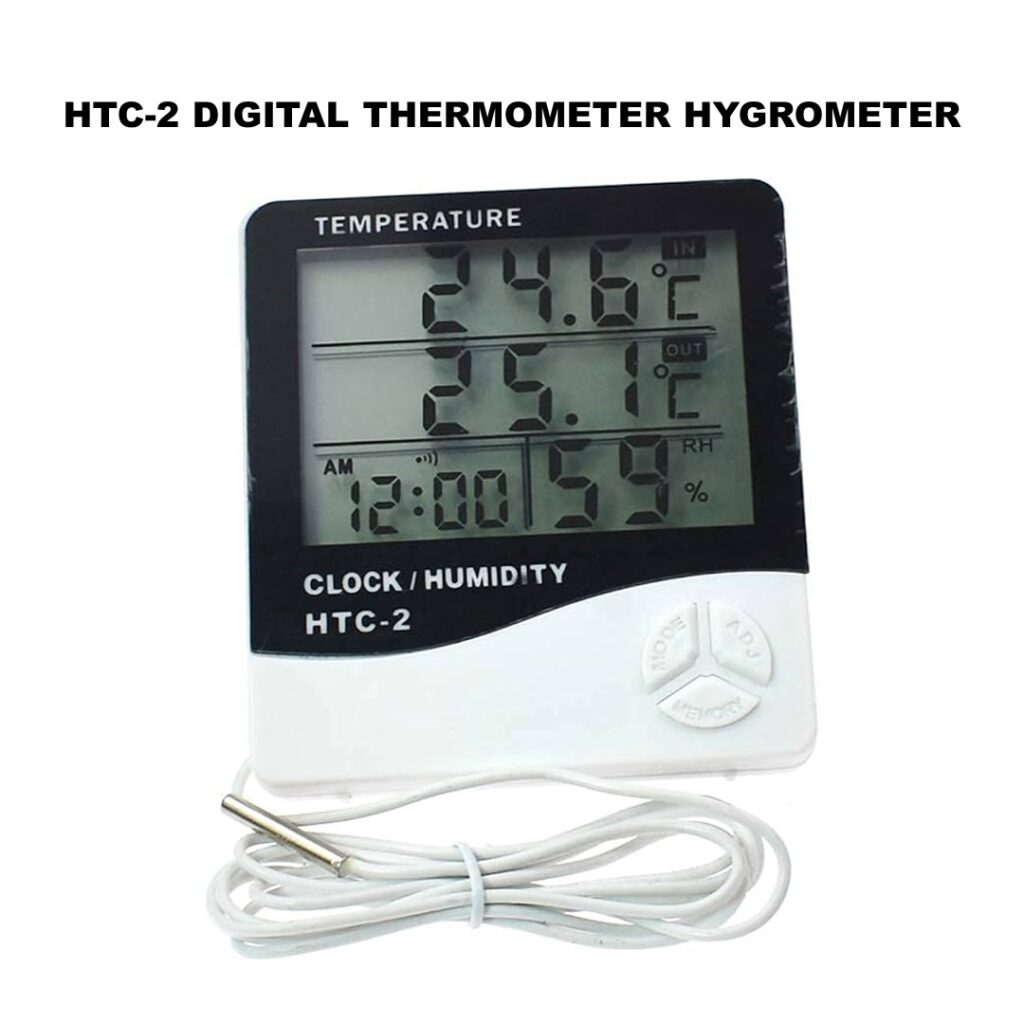 Jual HTC-2 Thermometer Suhu Hygrometer Clock Temperature Humidity Meter HTC - BibitBunga.com